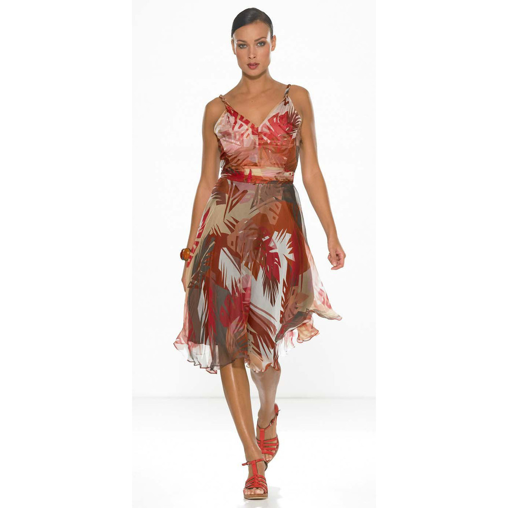 Stills Clothing Printed Silk Leaves Dress\n\r in Vermilion