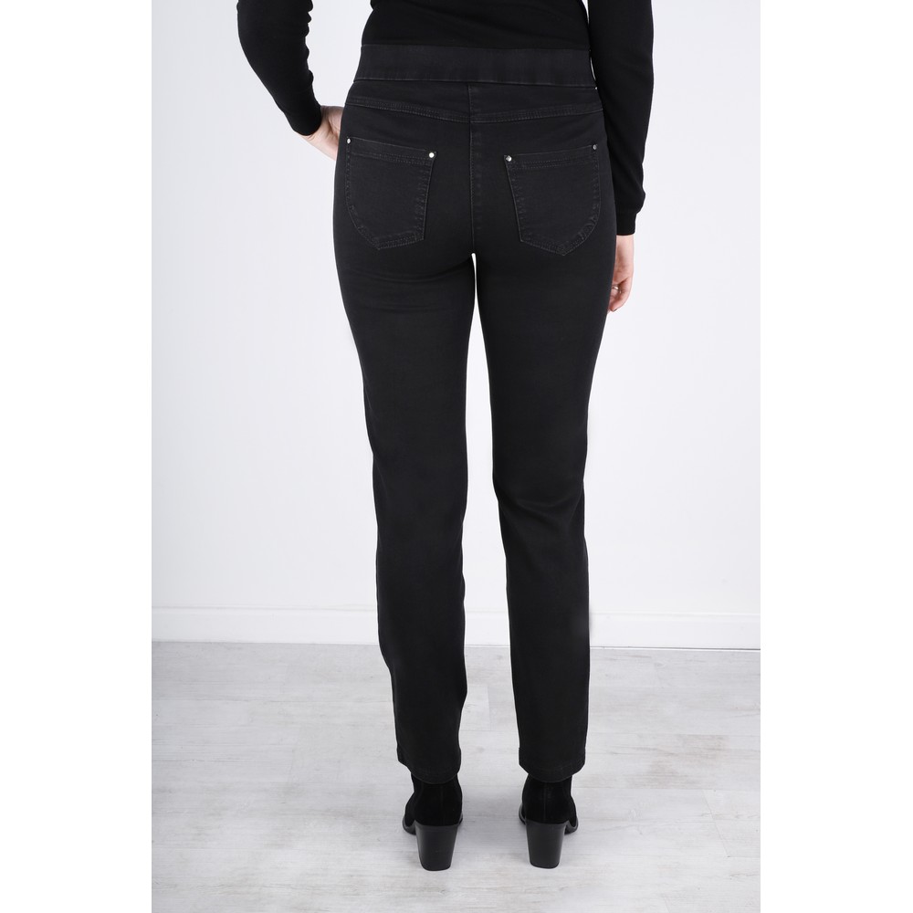 Robell Nena 78cm Animal Print Denim Jeans in Dark Grey