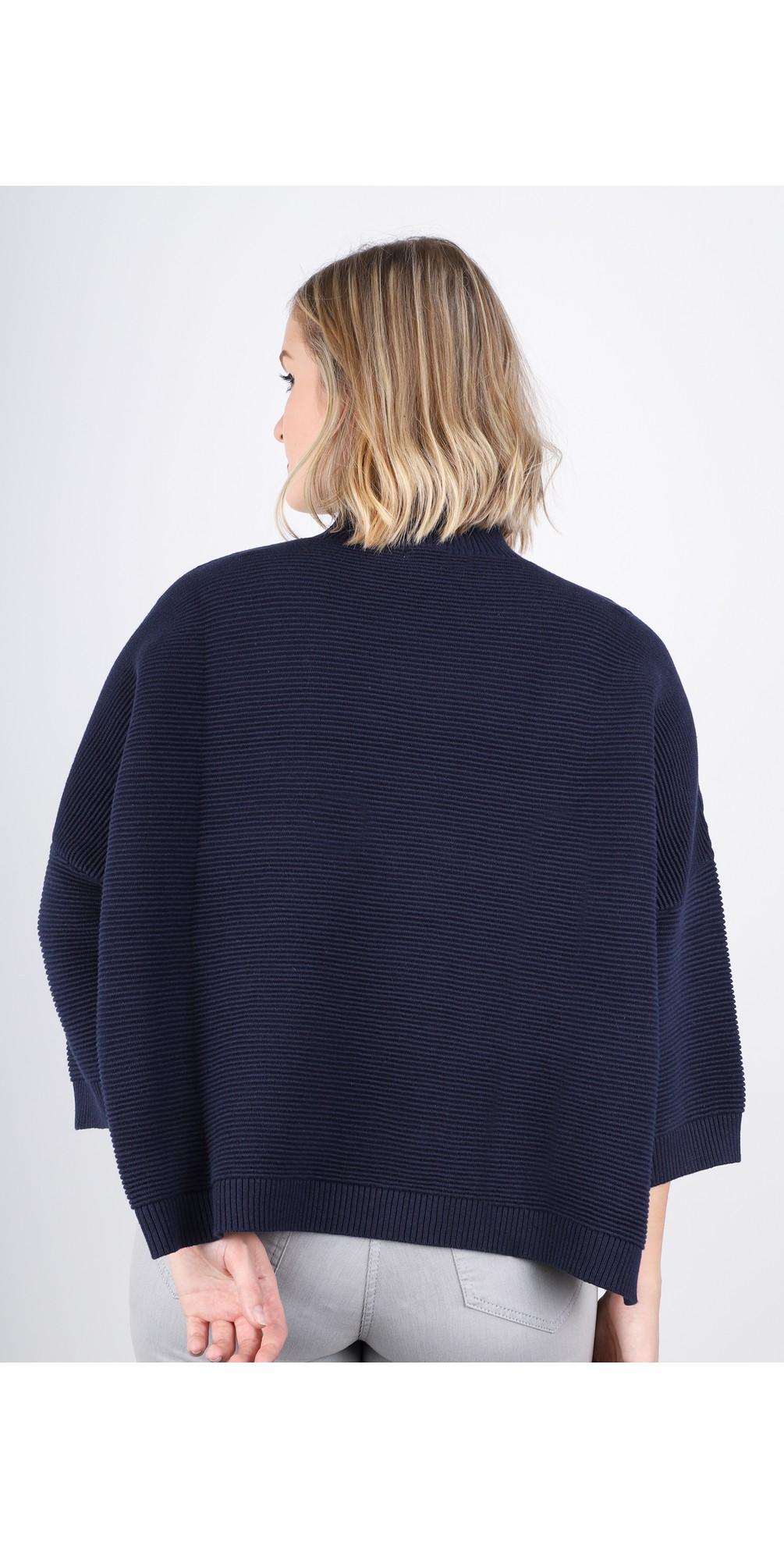 Chalk Vicki Cotton Rib Navy Jumper in Navy