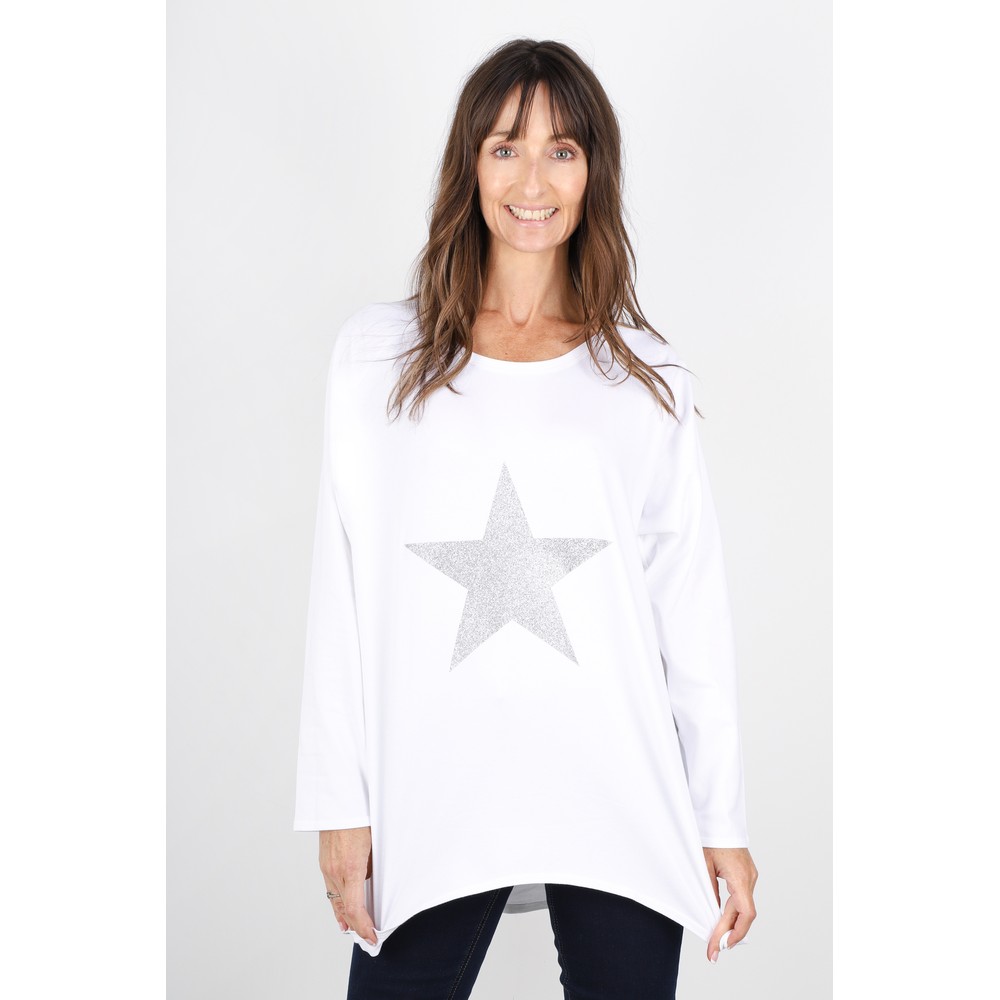 Chalk Robyn Star Top in White / Silver