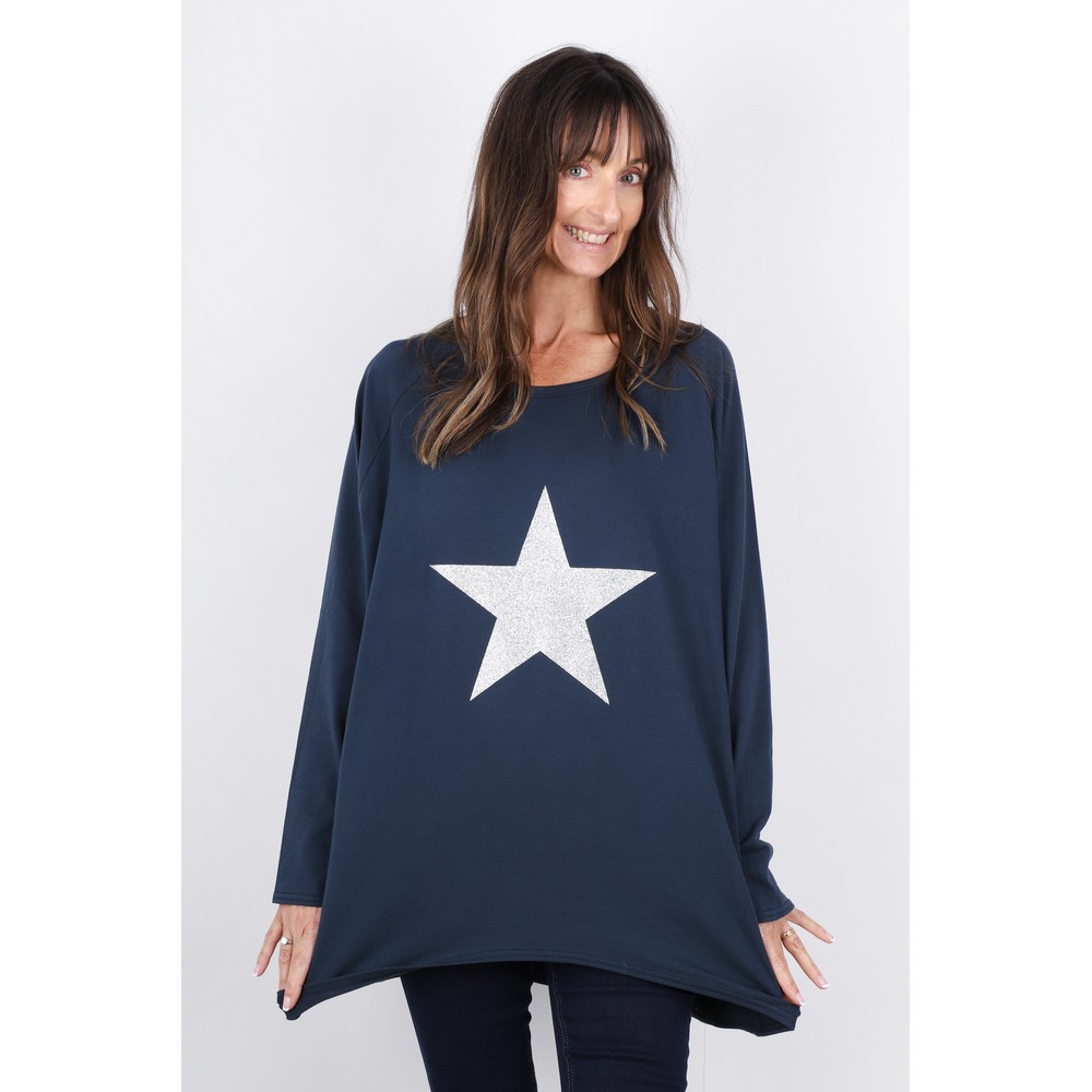 Chalk Robyn Star Top in Navy / Silver