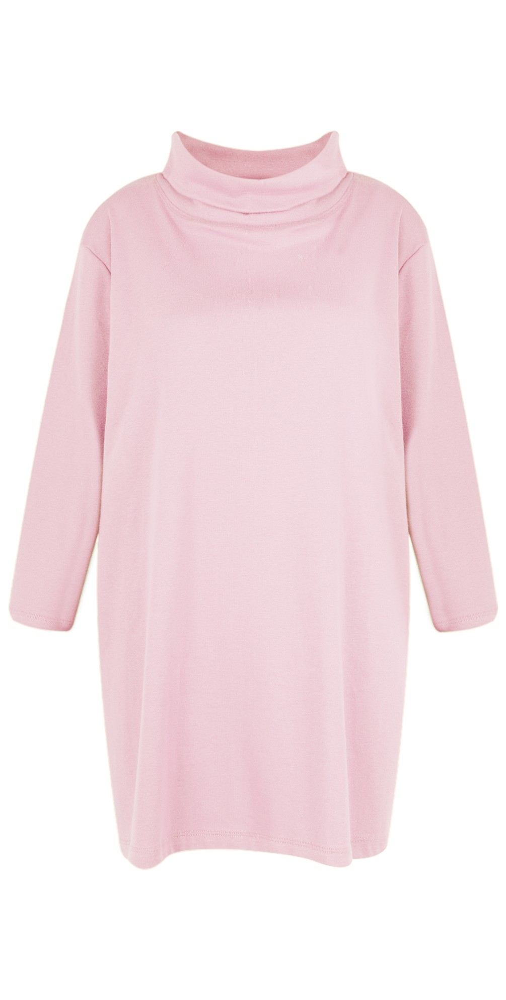 BY BASICS Clara Easyfit Organic Cotton Roll Neck Top in Rose 500