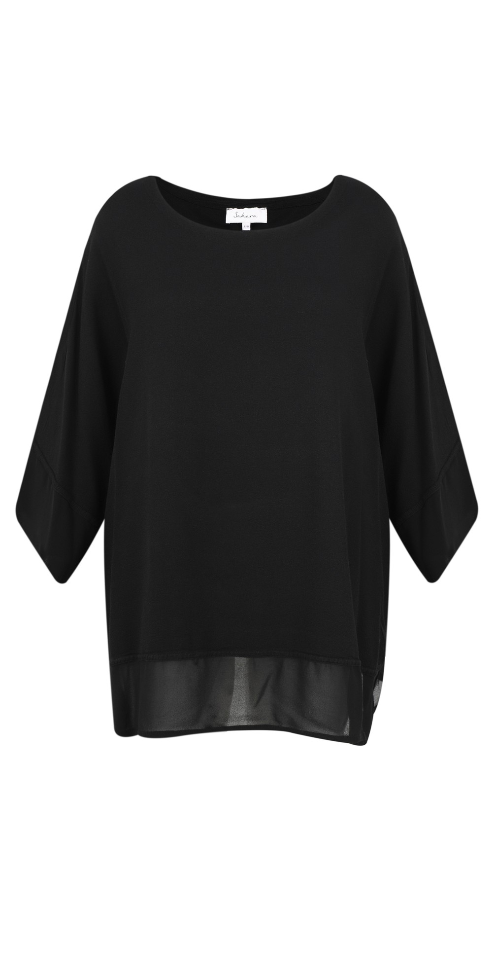 Sahara Autumn Crepe Boxy Top in Black