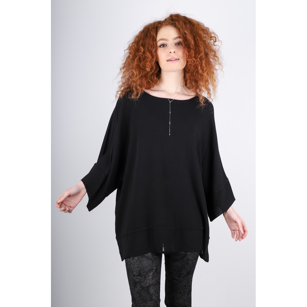 Sahara Autumn Crepe Boxy Top in Black