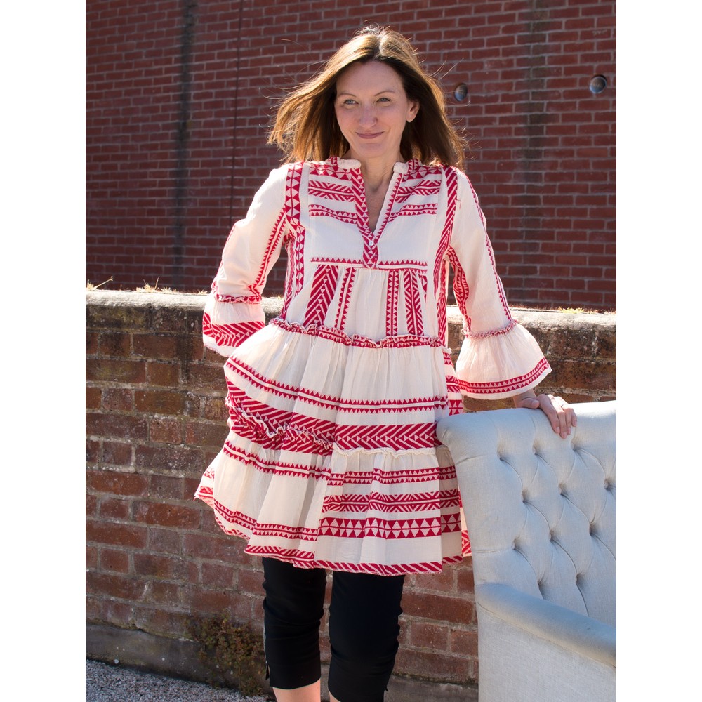 TOC Ella Greek Style Tunic Dress in Red