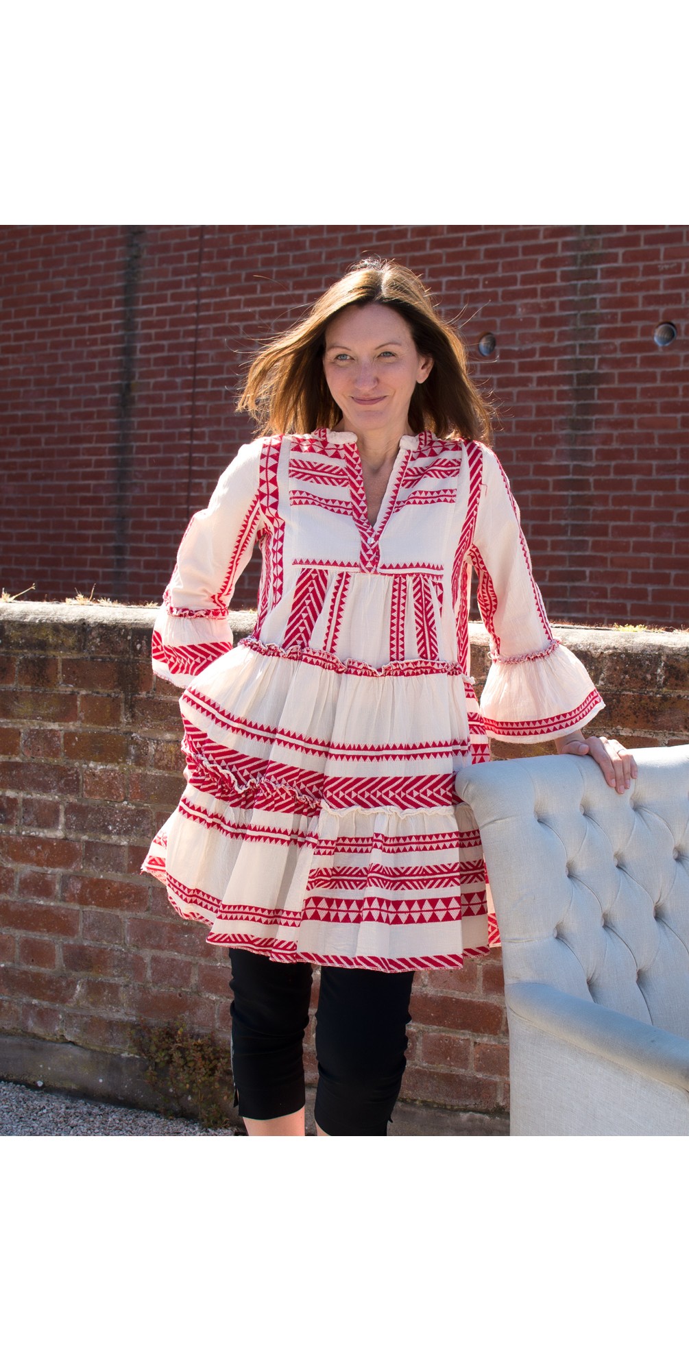 TOC Ella Greek Style Tunic Dress in Red