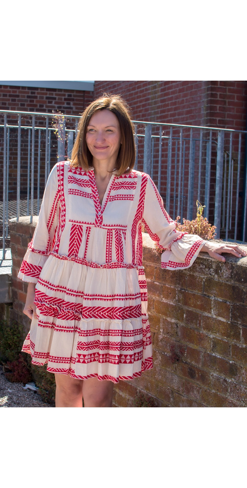TOC Ella Greek Style Tunic Dress in Red