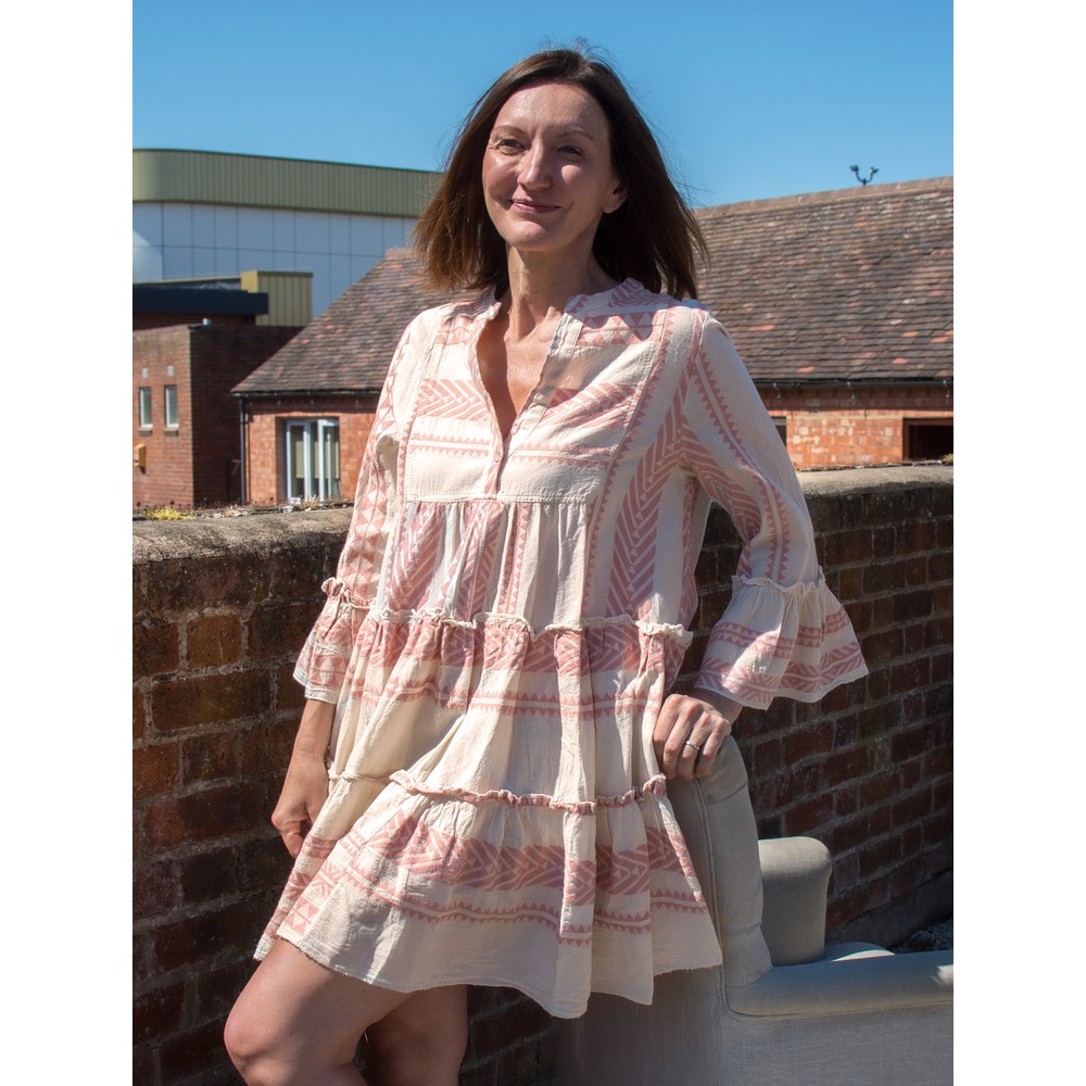TOC Ella Greek Style Tunic Dress in Pale Pink