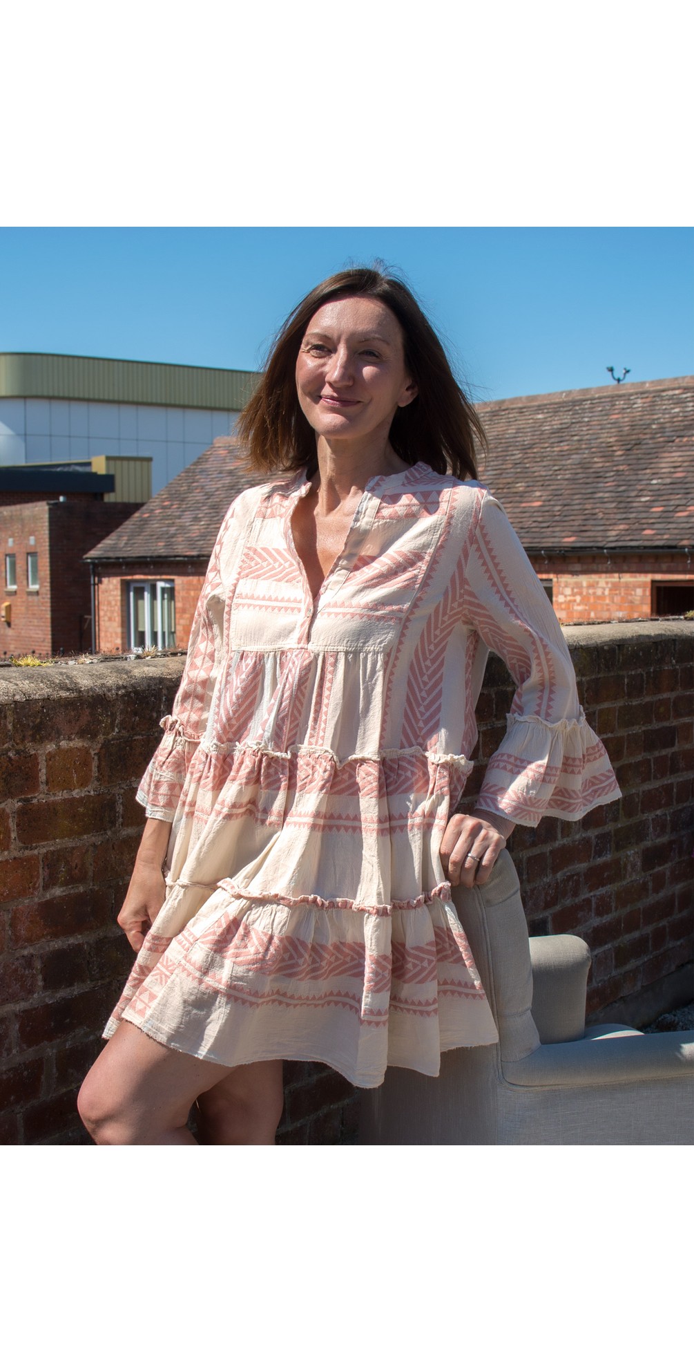 TOC Ella Greek Style Tunic Dress in Pale Pink