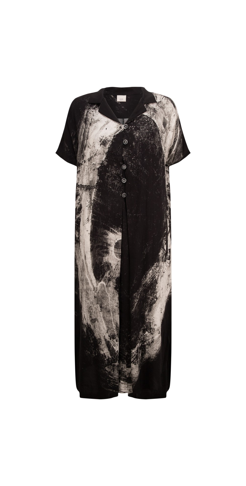 Crea Concept Abstract Print Button Dress in Black Multi