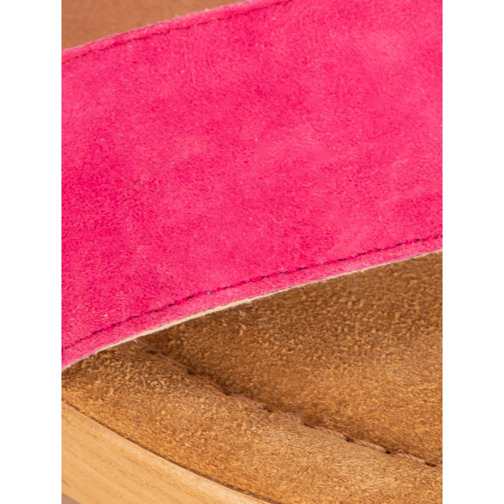 Gemini Label Shoes Aneka Icon Fresa Pink Suede Wedge Sandal in Fresa Pink