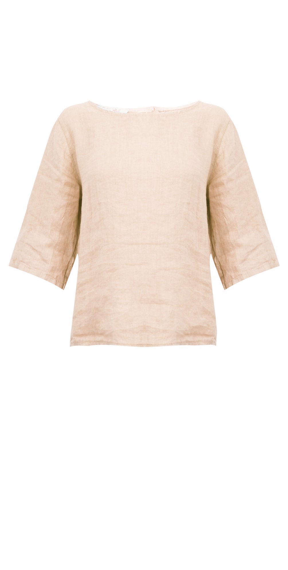 Amazing Woman Lois Linen Button Back Top in Natural