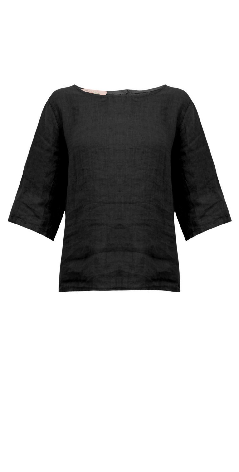 Amazing Woman Lois Linen Button Back Top in Black