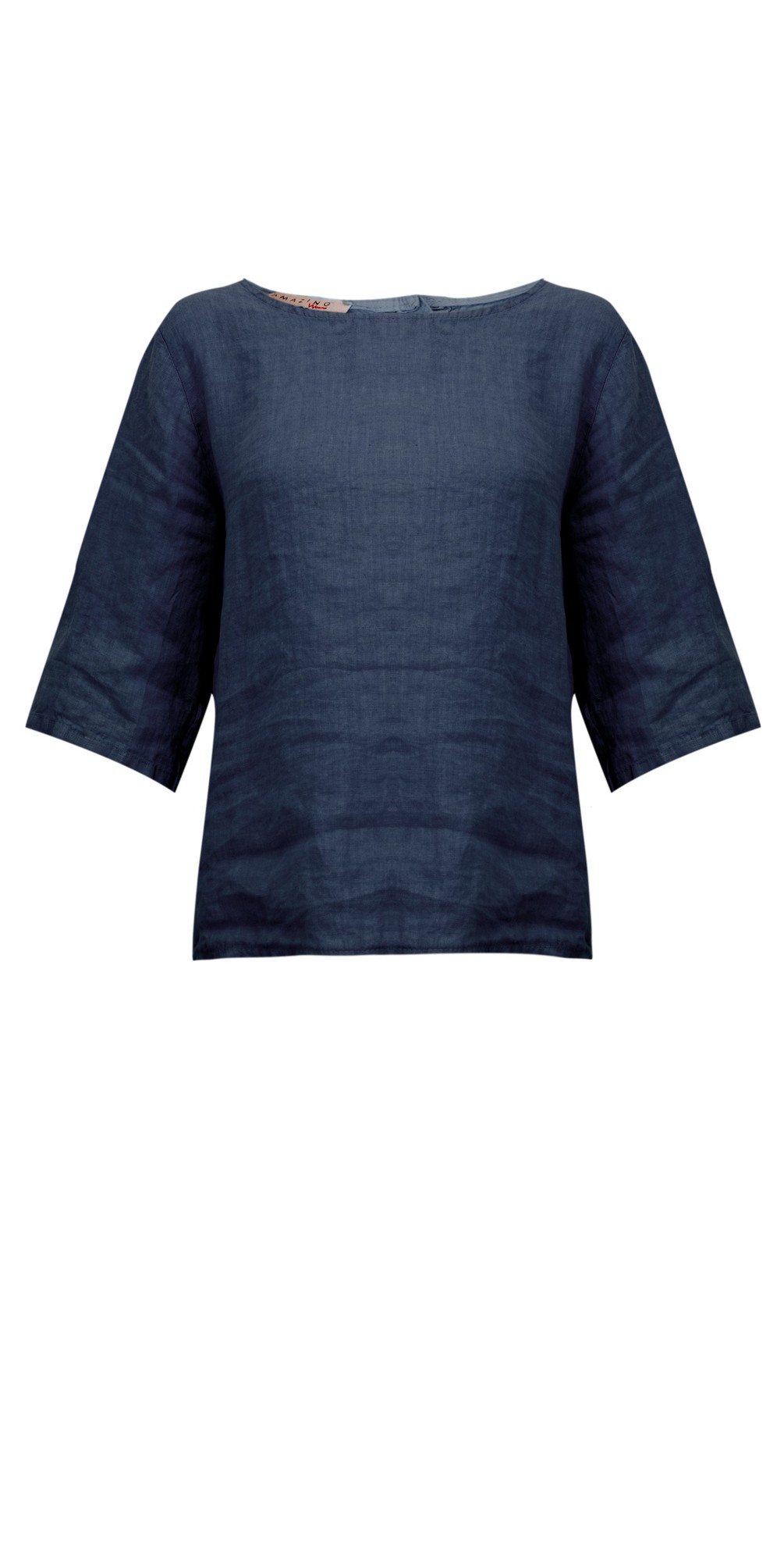 Amazing Woman Lois Linen Button Back Top in Navy