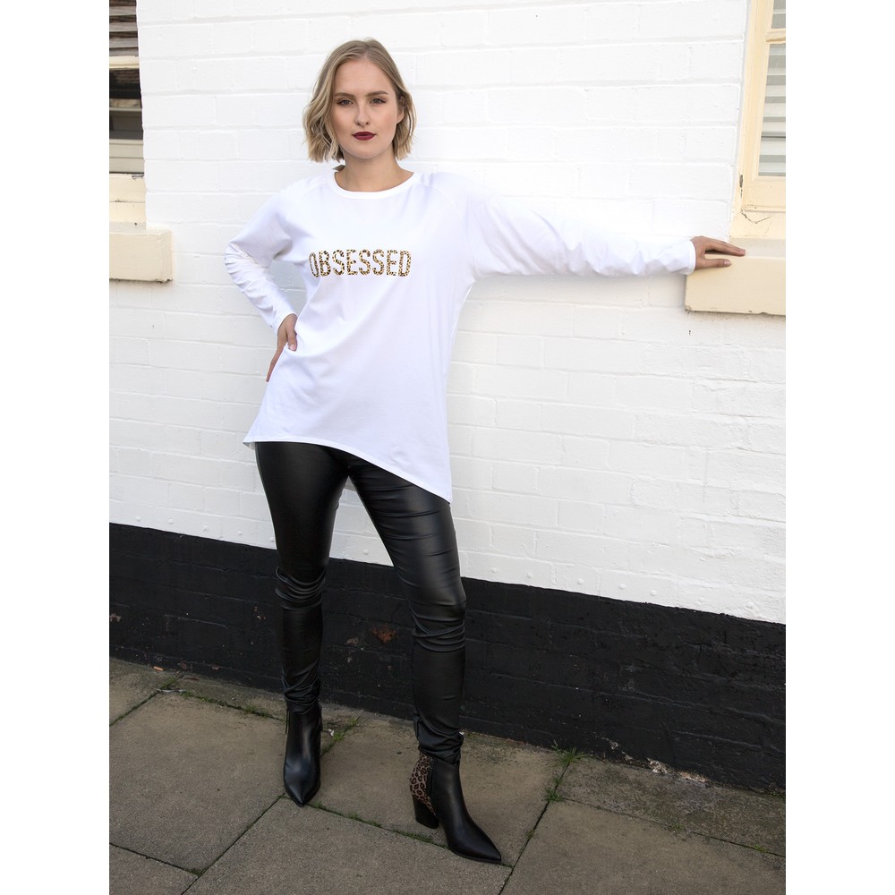 Chalk Robyn Obsessed Top - Gemini Exclusive ! in White / Leopard