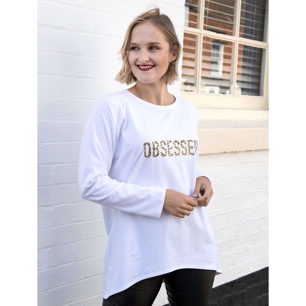 Chalk Robyn Obsessed Top - Gemini Exclusive ! in White / Leopard