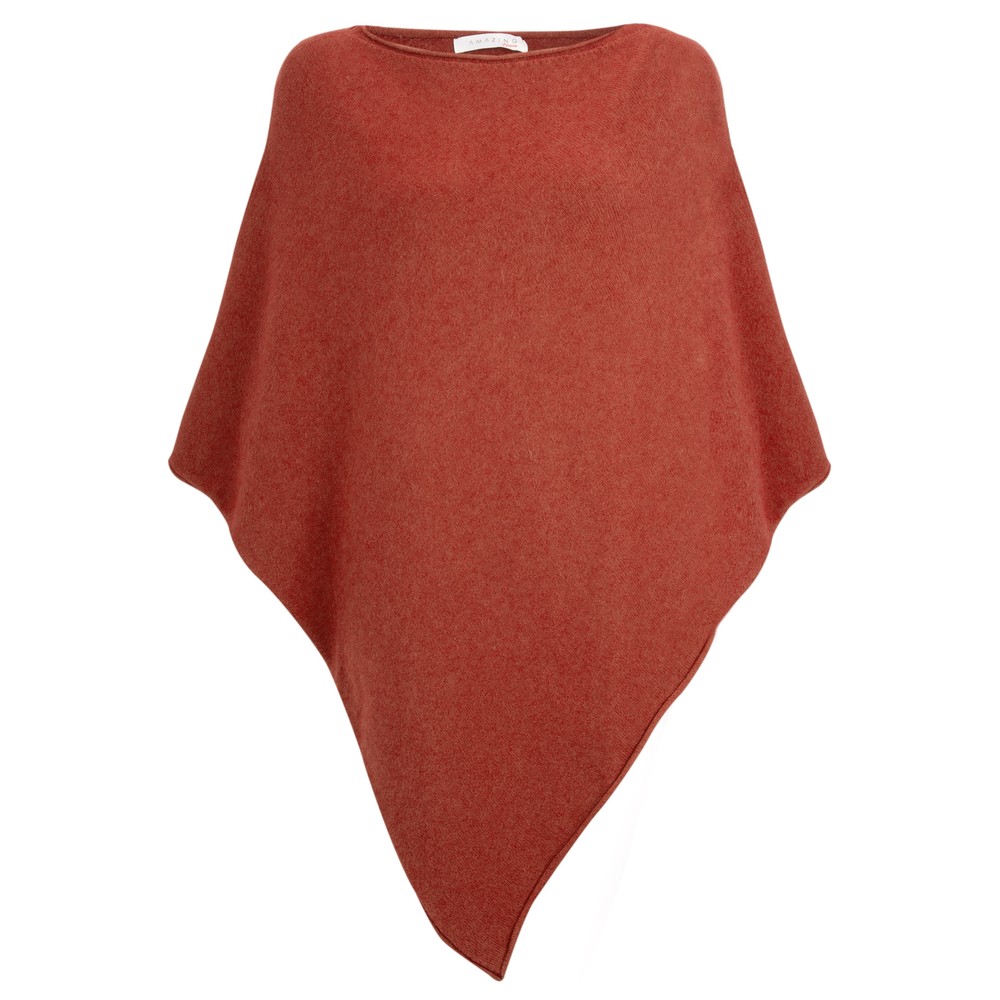 Amazing Woman Poncho in Supersoft Knit in Rust
