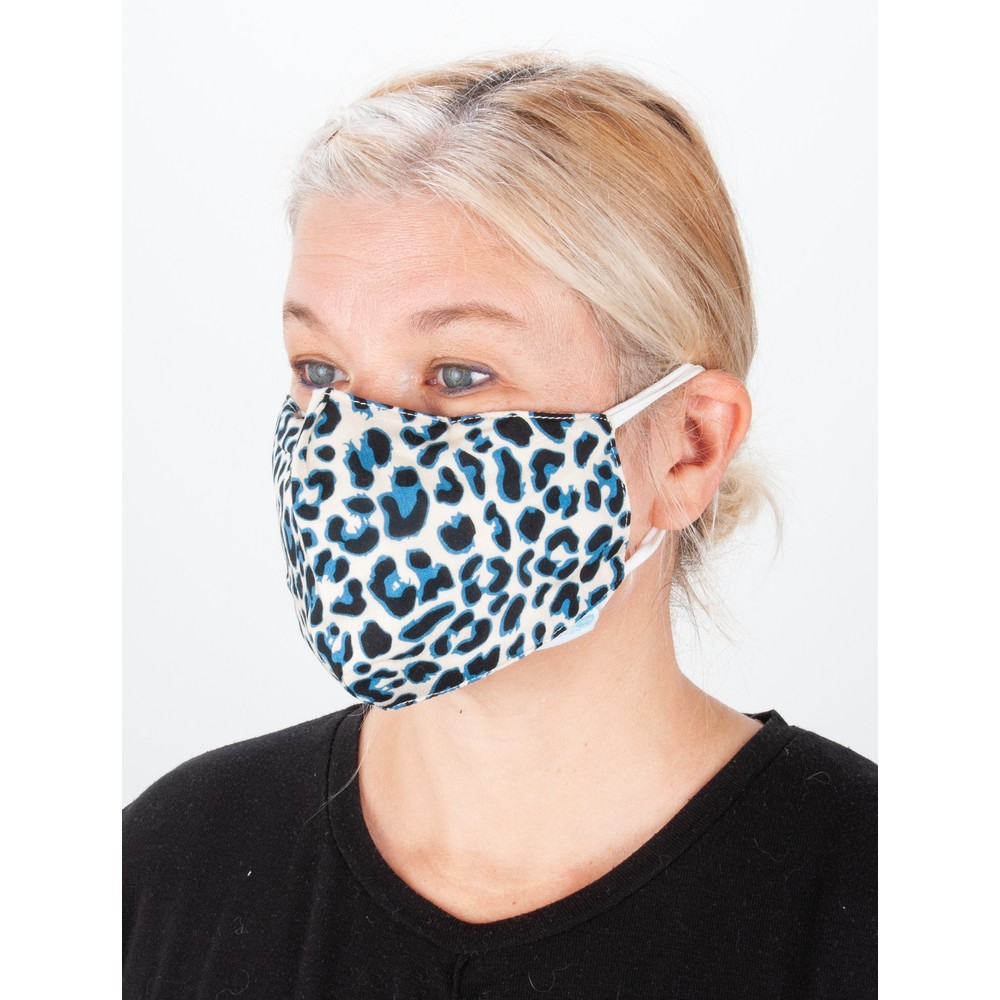 Jayley Leopard Print Face mask in MKBD14A-09 Blue Leo