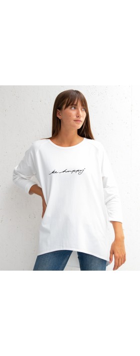 Chalk Robyn Be Happy Top in White / Navy