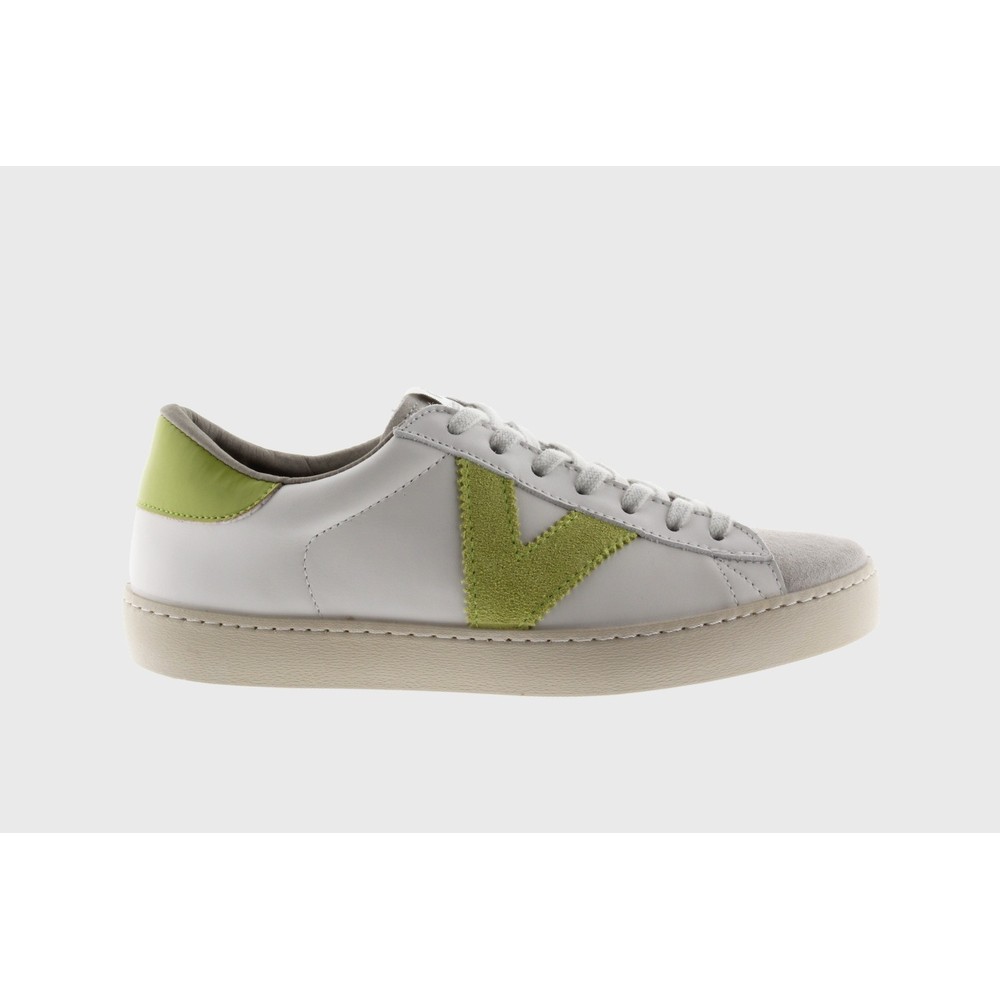 Victoria Shoes Berlin Classic Victoria V Leather Trainer in Lime