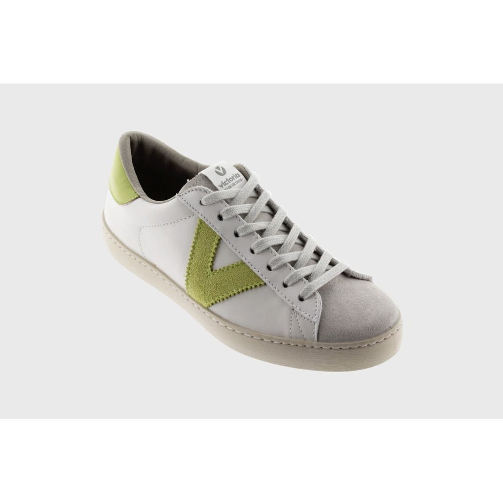 Victoria Shoes Berlin Classic Victoria V Leather Trainer in Lime