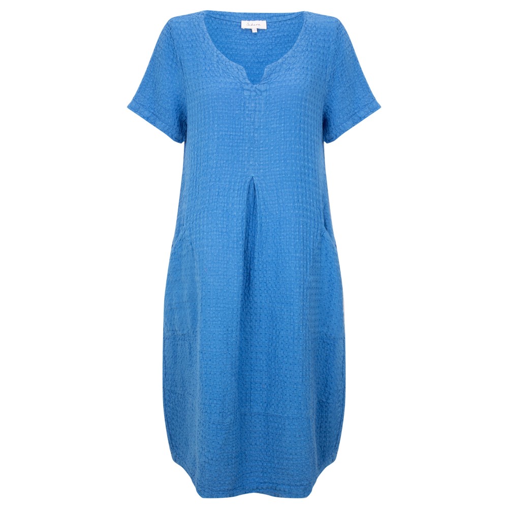 Sahara Waffle Linen Bubble Dress in Regatta