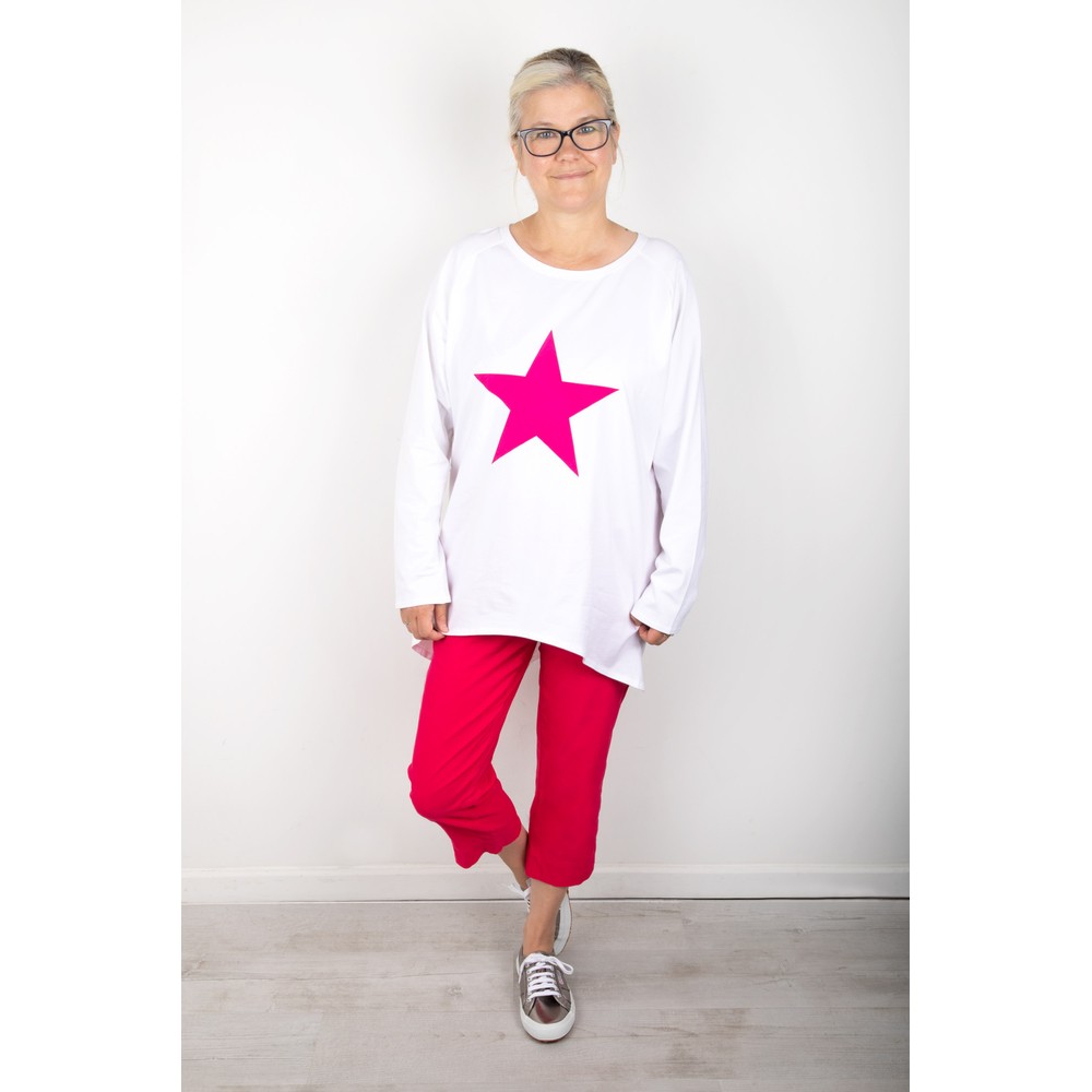 Chalk Robyn Star Top in White / Bright Pink
