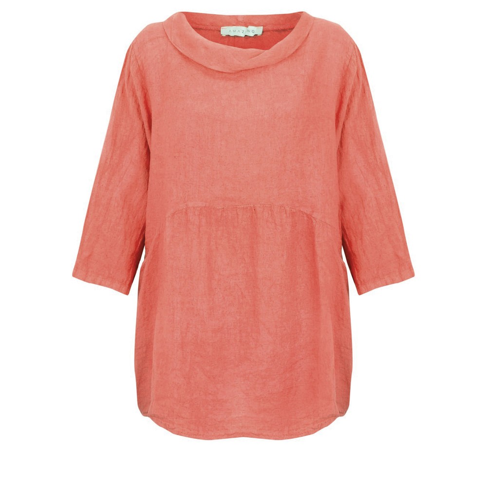 Amazing Woman Lexia Pepper Pink Linen Top in Pepper Pink