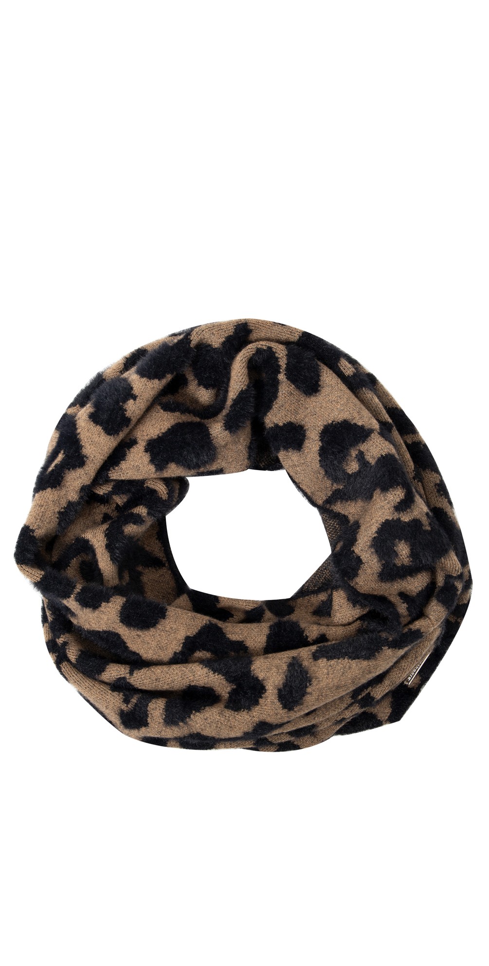RINO AND PELLE Sawa Knitted Animal Print Snood in Tapenade Leopard