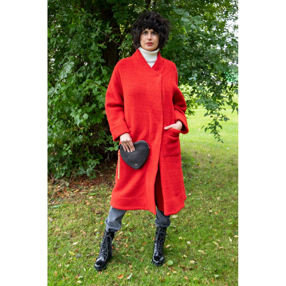 Sahara Soft Bobble Wool Coat in Flame