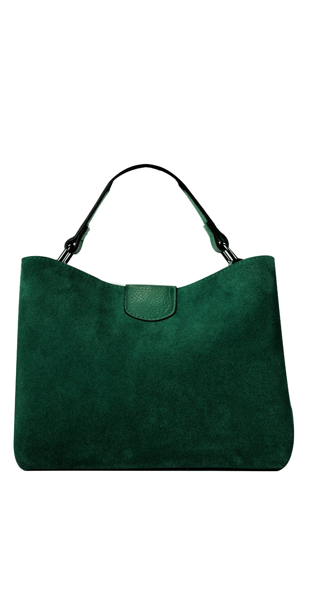 Gemini Label Bags Lula Suede and Leather Handbag in Forest Green