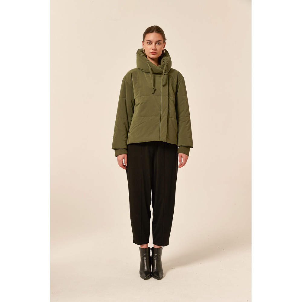 Tirelli Snuggle Collar Jacket in Dark Olive