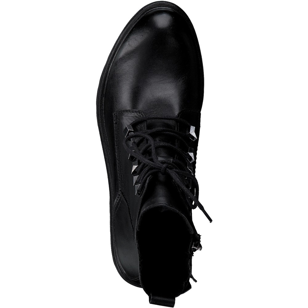 Marco Tozzi Denis Leather Lace Front Ankle Boot in Black