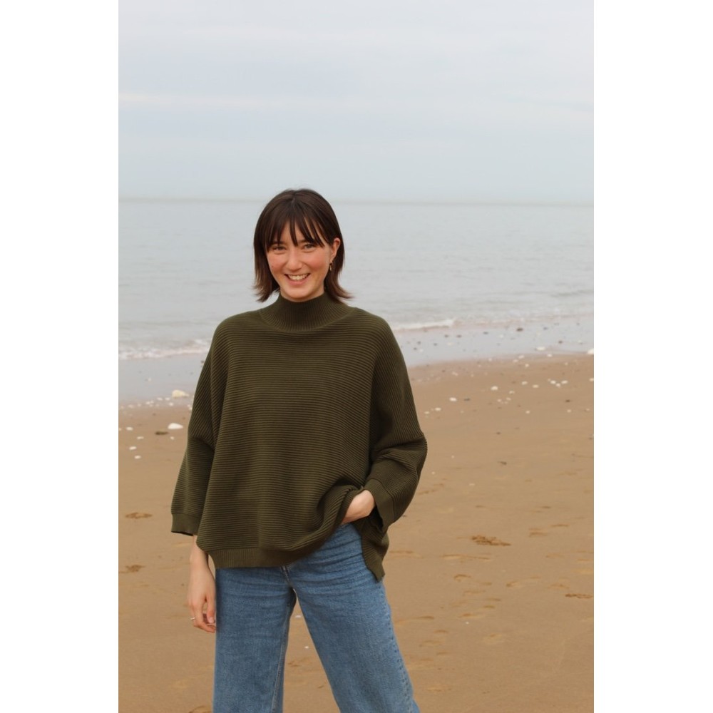 Chalk Vicki Cotton Rib Khaki Jumper in Khaki