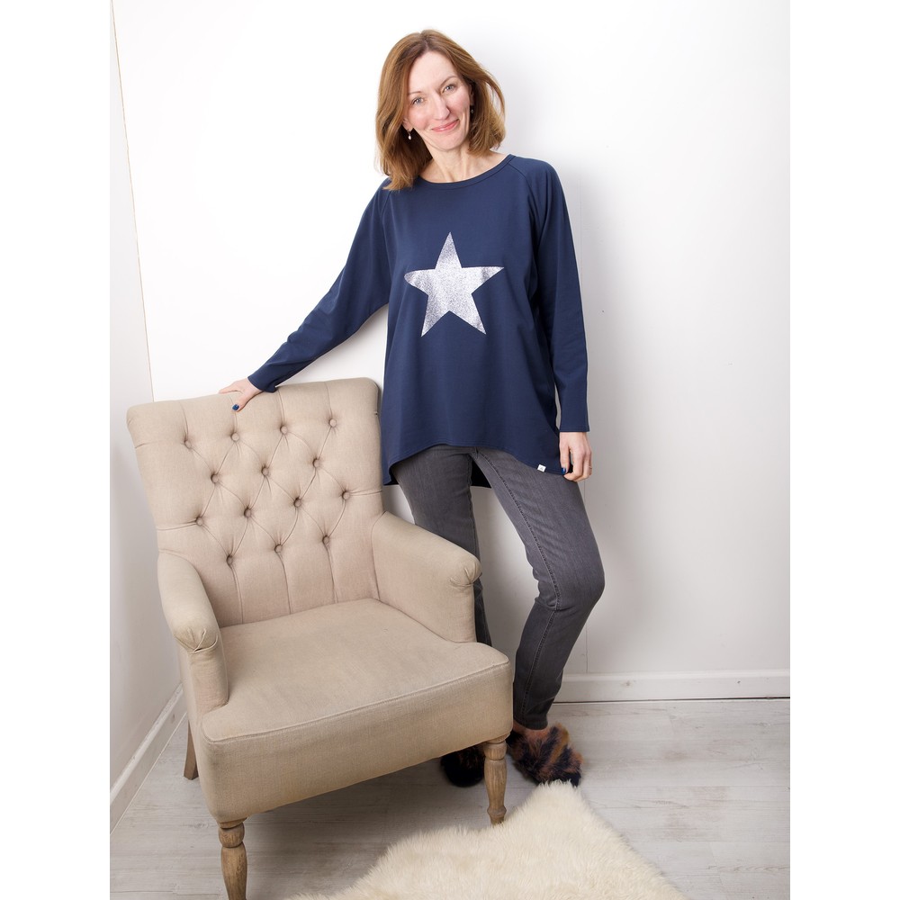 Chalk Gemini Exclusive ! Robyn Star Top in Navy / Gunmetal Glitter