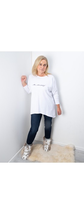 Chalk Robyn Be Happy Top in White / Navy