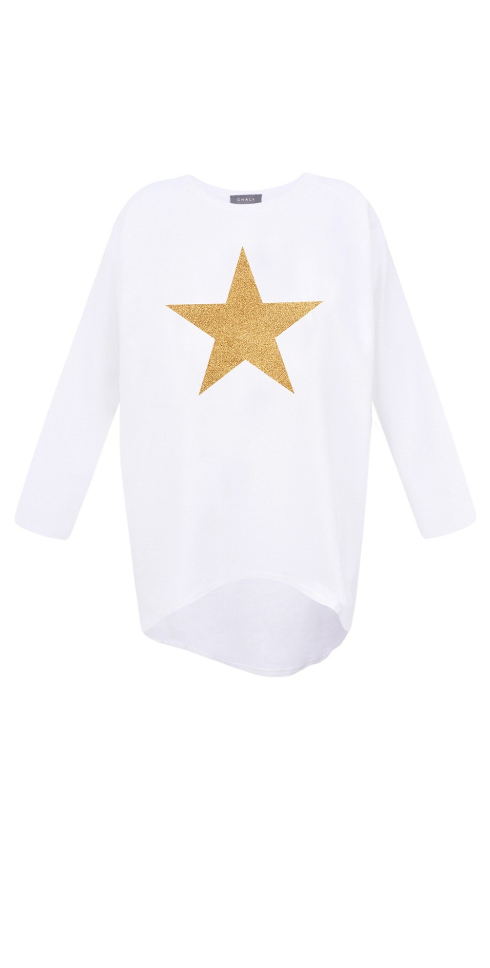 Chalk Robyn Star Top in White / Gold Glitter