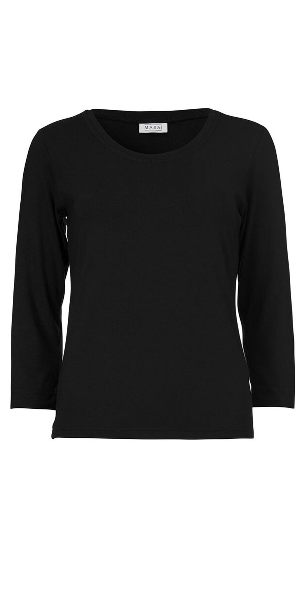 Masai Clothing Cream Essential Basic Black Top in Black
