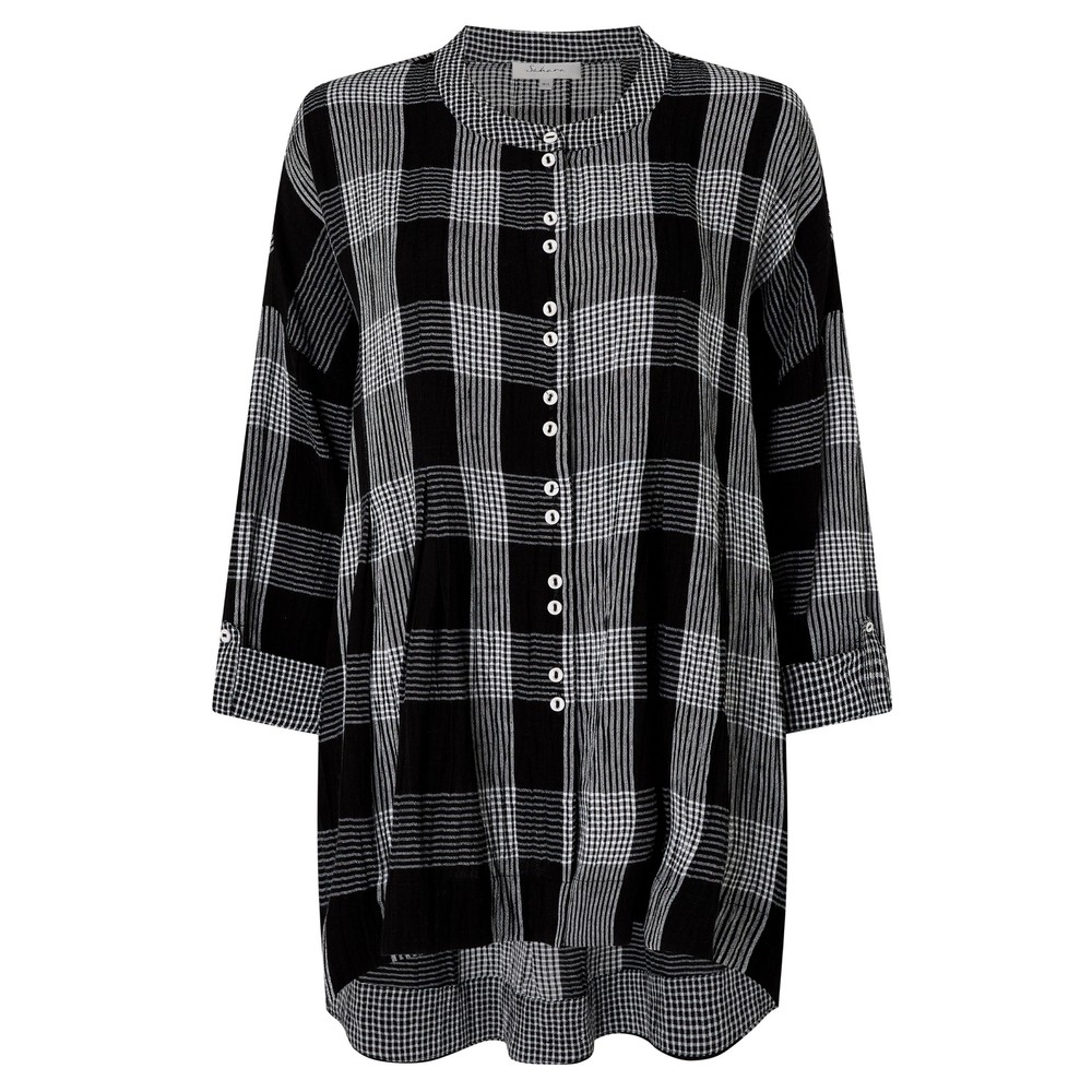 Sahara Grid Plaid Shirt in Black / White