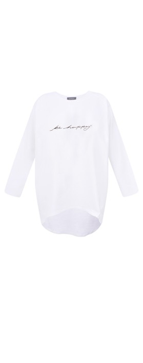 Chalk Robyn Be Happy Top in White / Navy