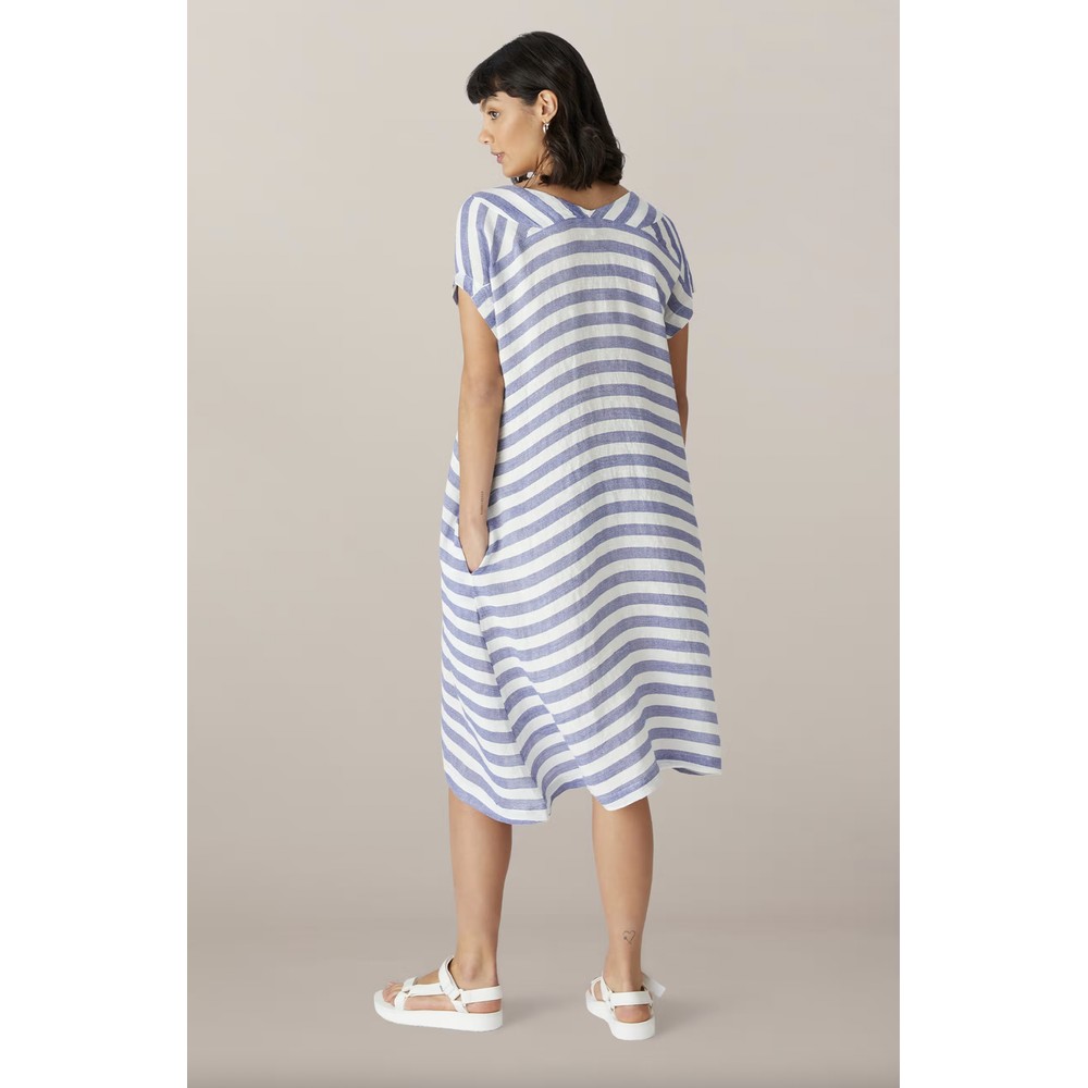 Sahara Stripe A-Line Dress in Delphi / White