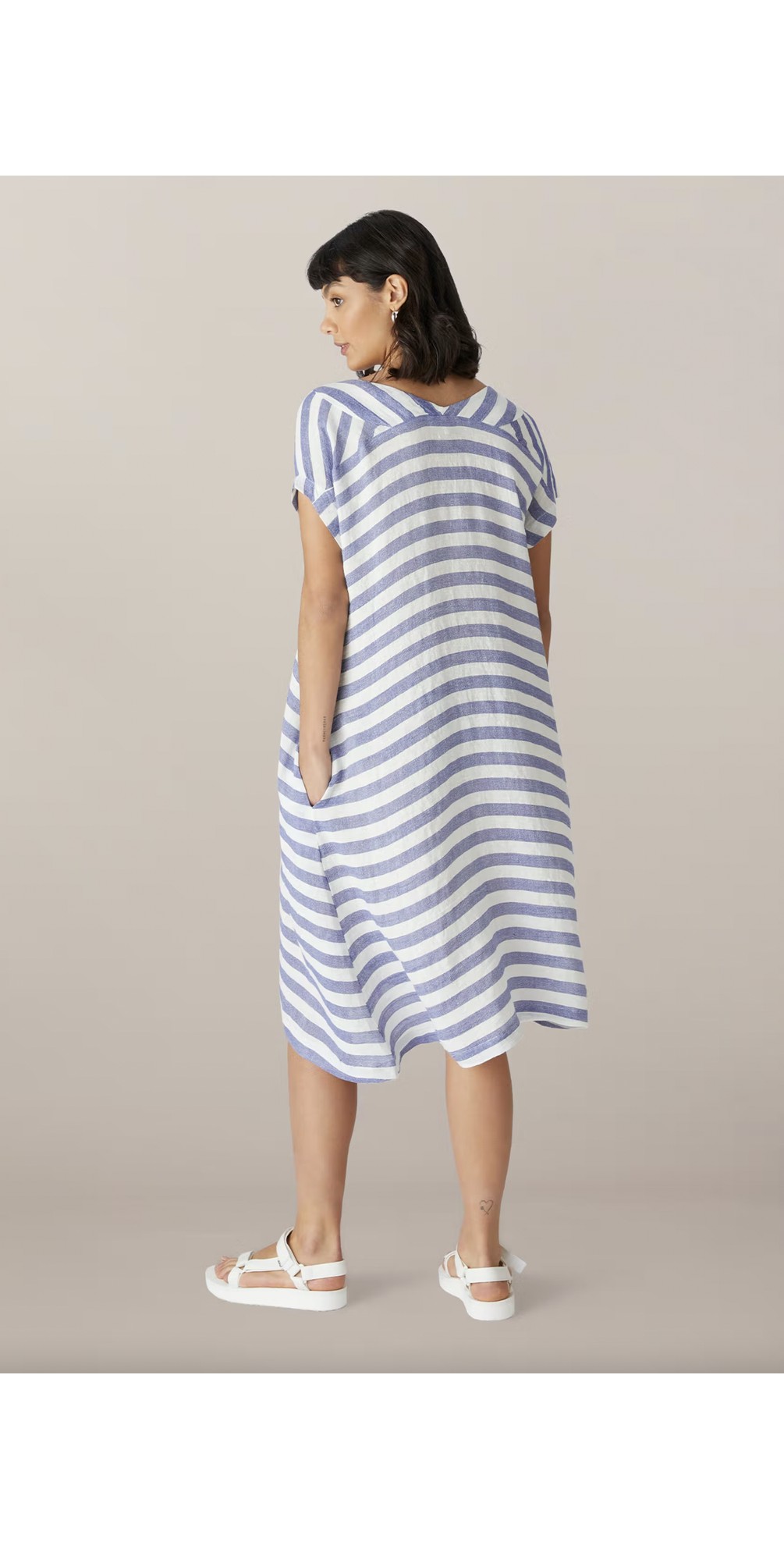 Sahara Stripe A-Line Dress in Delphi / White