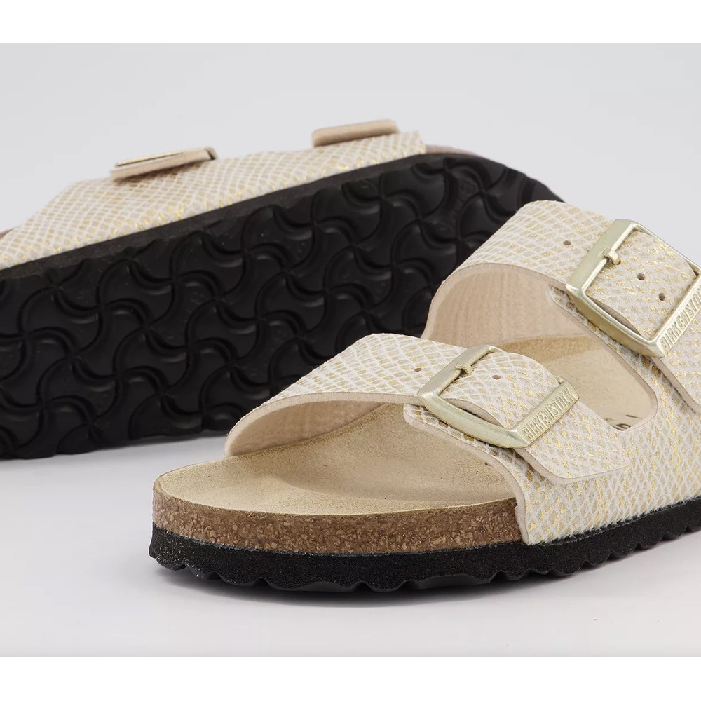 Birkenstock Arizona Shiny Python Birko-Flor® Sandal in Eggshell Python