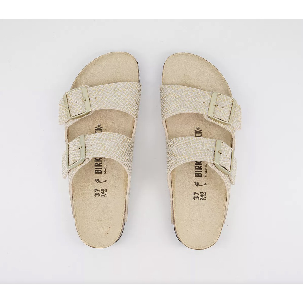 Birkenstock Arizona Shiny Python Birko-Flor® Sandal in Eggshell Python