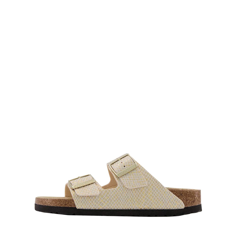 Birkenstock Arizona Shiny Python Birko-Flor® Sandal in Eggshell Python