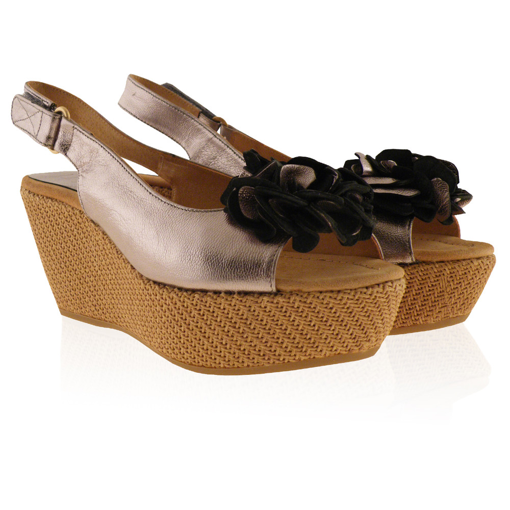 Unisa Shoes Silk Nappa Wedge in Steel