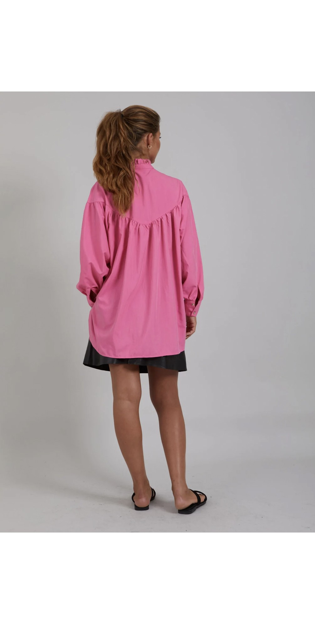 Coster Copenhagen Ruffle Oversized Shirt in Diva Pink