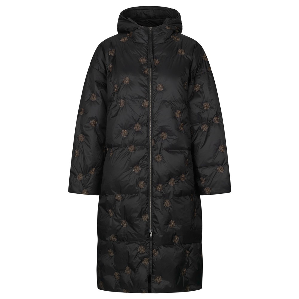 Masai Clothing Tika Oversized Embroidered Down Coat in Black