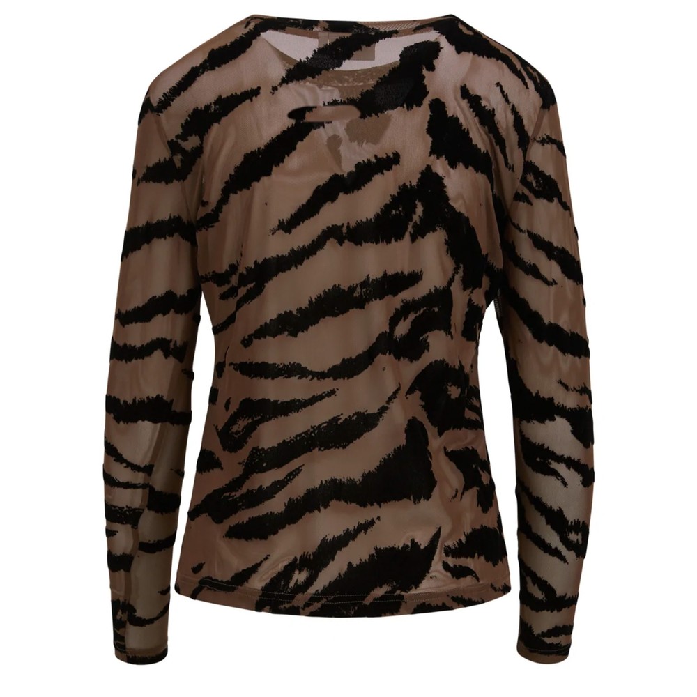 Coster Copenhagen Zebra Mesh Print Top in Brown