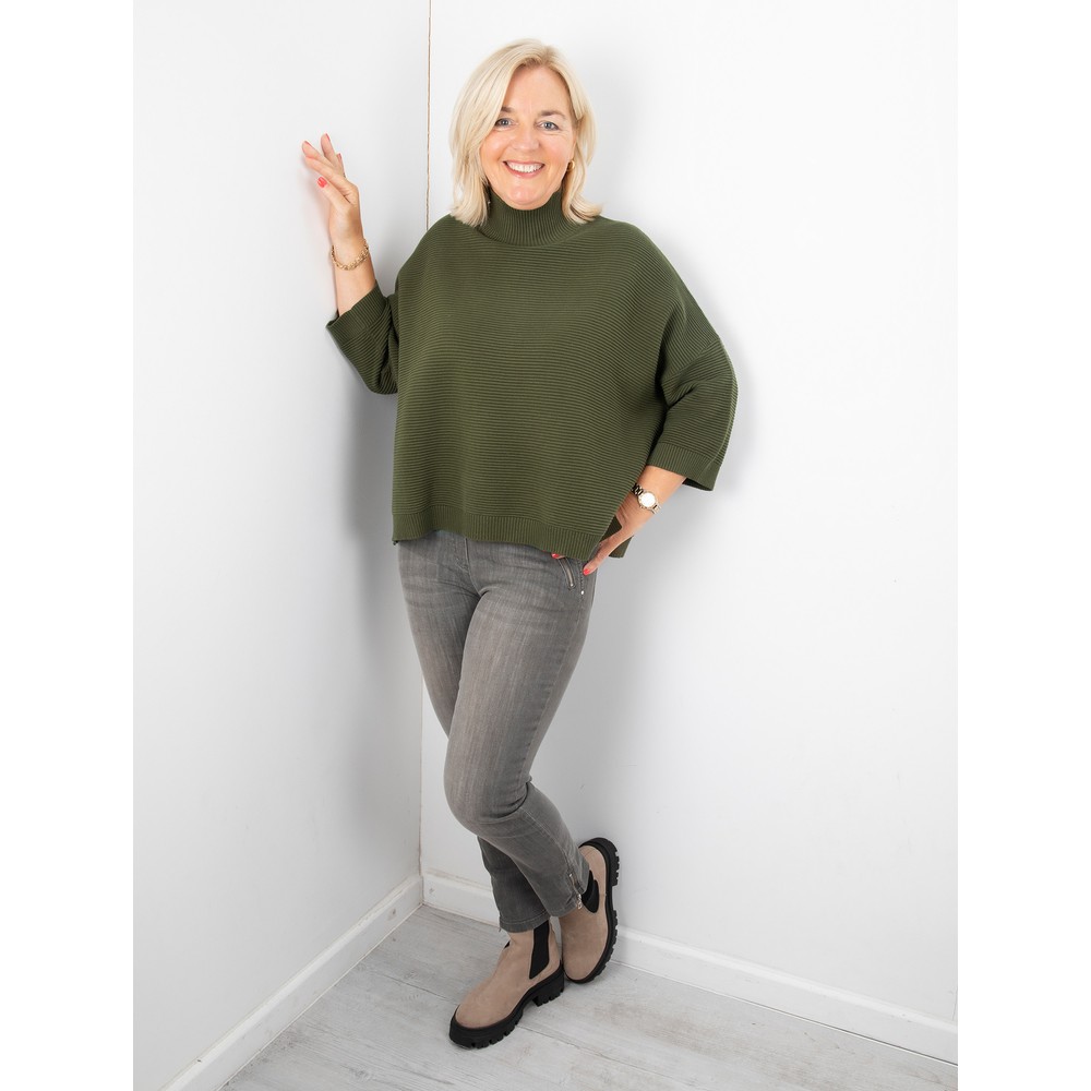 Chalk Vicki Cotton Rib Khaki Jumper in Khaki